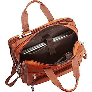 Kenneth Cole Reaction Manhattan Colombian Leather Briefcase Expandable RFID 15.6" Laptop Portfolio Shoulder Bag, Cognac, One Size