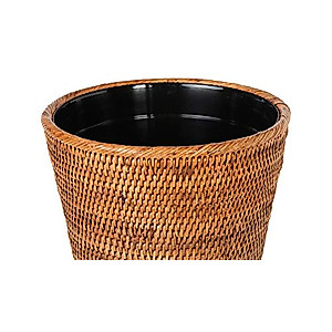 Mekomy La Jolla Rattan Plastic Insert, Honey-Brown Waste Basket