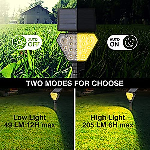 T-SUN Solar Spotlights Solar Landscape Light 16 LED Solar Outdoor Lights, Warm Light IP65 Waterproof Solar Spot Light Garden Lights for Yard Lawn Path 6 Pack