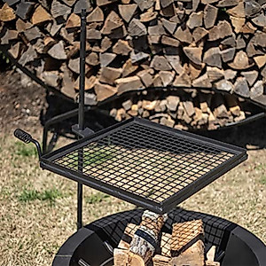 TITAN GREAT OUTDOORS Adjustable Swivel Grill, Steel Mesh Cooking Grate with Spike Pole, Open Fire BBQ Camping Gear