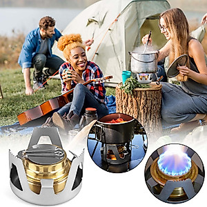 Mini Alcohol Backpacking Stove,Lightweight Brass Spirit Burner with Aluminium Stand, Portable Backpacking Stove for Camping, Hiking,Picnic (Gold)