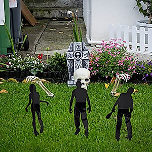 Halloween Yard Sign Stakes Decorative Zombie Garden Stakes Decor Outdoor Statues Decorations Outdoor Lawn Yard Signs Halloween Yard Art Props Scary Holiday Home Patio Party Supplies (A03)