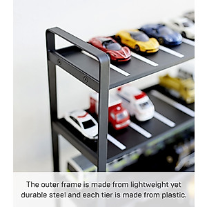 YAMAZAKI Parking Garage Home Train Hotwheels Model Car Display | Kids Steel | Toy Storage, One Size, Black