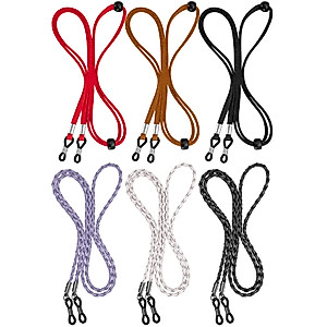 BILIONE Eyeglass Strap, 6 Pcs 2 Styles Premium Leather Glasses Holder Chain, Multicolor Eyewear Retainer for Women Men