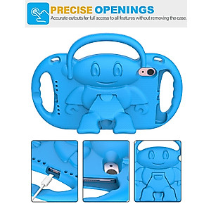 SUPLIK Kids Case for iPad Mini 6 (8.3 inch, 2021), iPad Mini 6th Generation Case with Shoulder Strap, Kidproof Shockproof Handle Stand Protective Case for Apple iPad New Mini (6th Gen), Blue