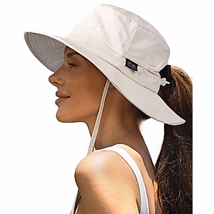 FURTALK Sun Hats for Women with Ponytail Hole Wide Brim Outdoor Hat UPF 50+Packable Summer Beach Hiking Fishing Hats Beige