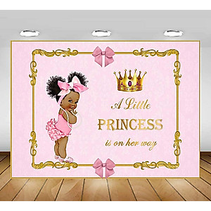 Mocsicka Mehofoto Royal Baby Shower Backdrop Little Princess Pink Bow Photography Background 7x5ft Vinyl Royal Pink Girl's Baby Shower Party Banner Backdrops