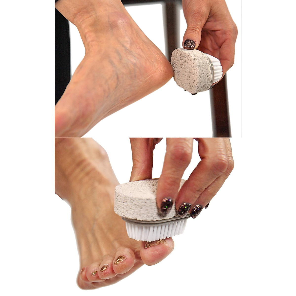 HOME-X 2-in-1 Pumice Stone and Brush for Feet, Foot File, Dead Skin Callus Remover, Pedicure Tool, Bathroom Accessories-2 ¾“ L x 1 ¾“ W