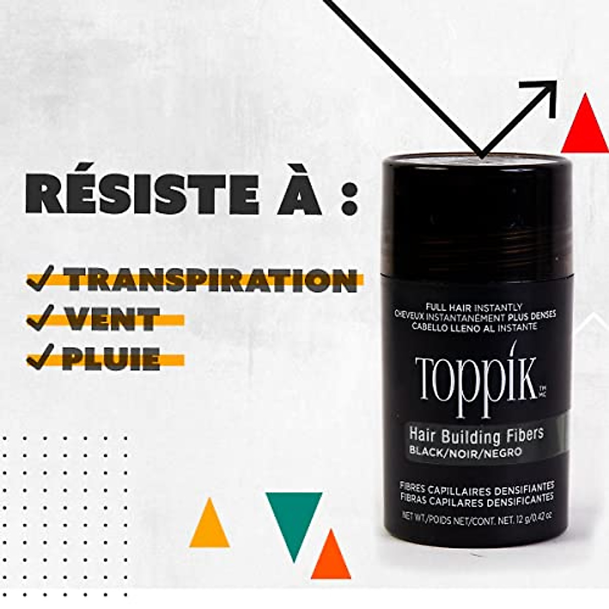 Toppik Hair Building Fibers, Black, 27.5g | Fill In Fine or Thinning Hair | Instantly Thicker, Fuller Looking Hair | 9 Shades for Men & Women