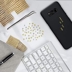 18 Sheets Small Letter Stickers for Resin,Mini Gold/Silver Letter Stickers Metallic Alphabet Number Stickers for Nail Art Epoxy Resin Crafts,Glitter Self Adhesive DIY Scrapbook Stickers with Tweezers