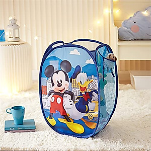 Idea Nuova Disney Mickey Mouse Pop Up Laundry Storage Hamper with Durable Carry Handles, 21" H x 13.5" W X 13.5" L, Blue