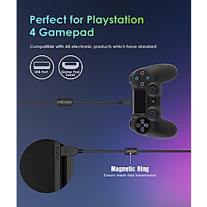 6amLifestyle [2 Pack 10FT] PS4 Controller Charging Cable, Charge and Play, Micro USB Charger High Speed Data Sync Cord for Sony PlayStation 4 PS4 Slim/Pro Controller, Xbox One S/X Controller, Android