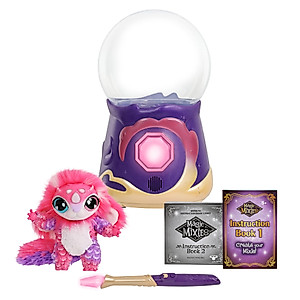 JKNEW Magical Misting Crystal Ball with Interactive 8 inch Blue Plush Toy and 80+ Sounds and Reactions, Electronic Pet, Ages 5+ (Pink)