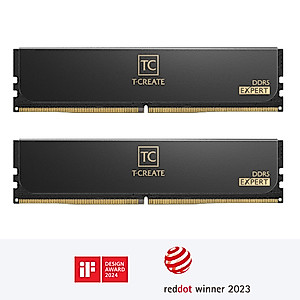 TEAMGROUP T-Create Expert Overclocking 10L DDR5 64GB Kit (2 x 32GB) 6000MHz (PC5-48000) CL34 Desktop Memory Module Ram - CTCED564G6000HC34BDC01, Black-UDIMM