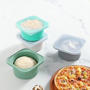 KEVJES Silicone Dough Proofing Proving Containers with Air-tight Lids-4 pack-500ml (2 Space Grey+ 2 Green)