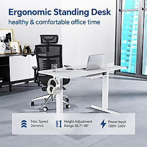 SohoTeco Motorized Standing Desks, Electric Stand Up Desk with Ultra Stable Construction and Cable Management,adjustable Height Desk with Memory Preset Design for Home Office Use 48x24 in White