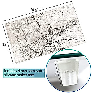 Trademark Innovations 20.5" Tempered Glass Stove Burner Cover & Cutting Board (White Marble)