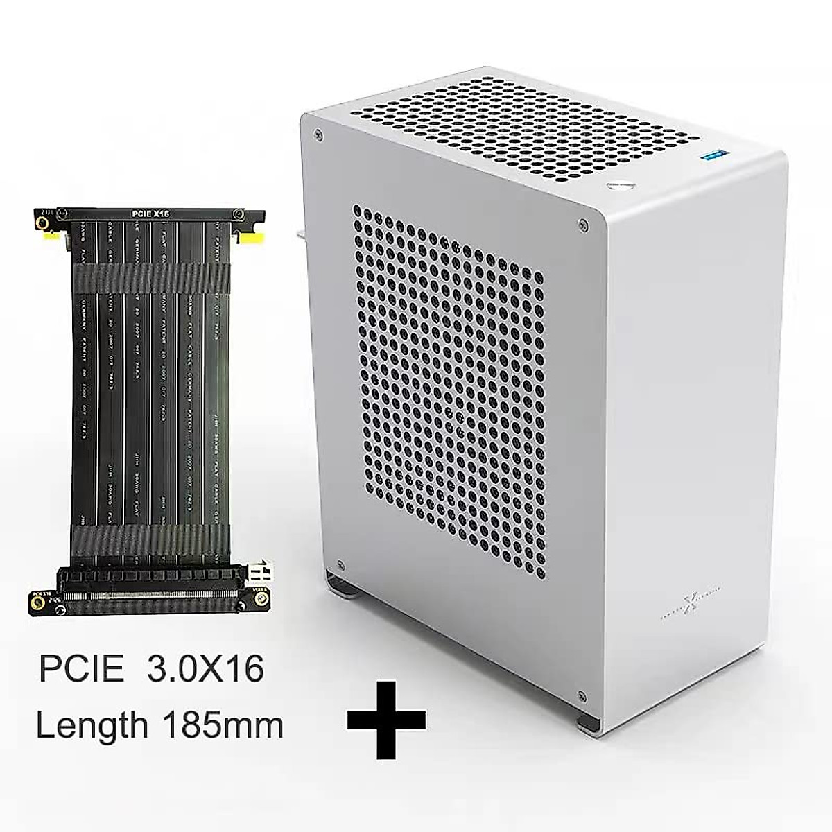 ZZAW A1P Mini-ITX PC Case, Mini Computer Case in Silver Color, Full Aluminum Small Gaming Computer Chassis with 3.0 Dual Reverse PCI Riser Cable