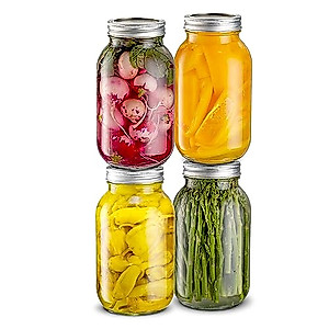 Sweeler 32oz Glass Canning Jars with Lids and Bands, Regular Mouth Mason Jars for Preserving Food, Canning Jars for Juice, Jam, Honey, Wedding Favors, Bath Salts (2)