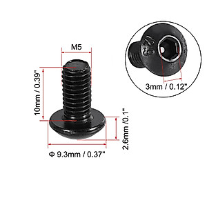 uxcell M5x10mm Hex Socket Button Head Cap Bolts Screws Carbon Steel 200pcs