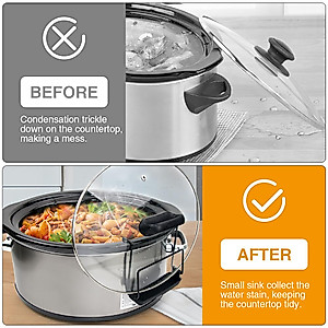 SOPHICO Slow Cooker Lid Holder for Cooking, Hand Free Pot Lid Organizer Fits Most Slow Cookers, Stainless Steel Pot Lid Rack with Silicone Sink Keeps Countertop No Mess (Black, 2 Pack)