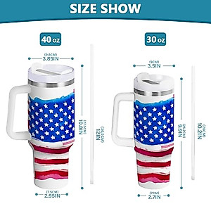 ODAWA Large Travel Insulated Tumblers with Lid and Straw, Usa Flag Double Wall Insulated Tumbler