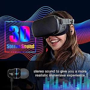 AMVR Noise Isolating Earbuds Earphones Custom Made Only for Oculus Quest 1 VR Headset, with 3D 360 Degree Sound in-Ear Headphones and Earphone Silicone Holders ( 1 Pair )