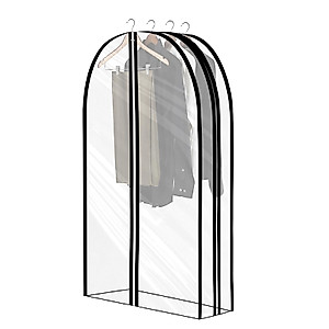 Garment Bags for Closet Storage 10" Gusseted Clear Suit Cover Bags 43" Hanging Clothes Bags Moth Proof Clothing Cover for Coats Jackets Dresses Shirts