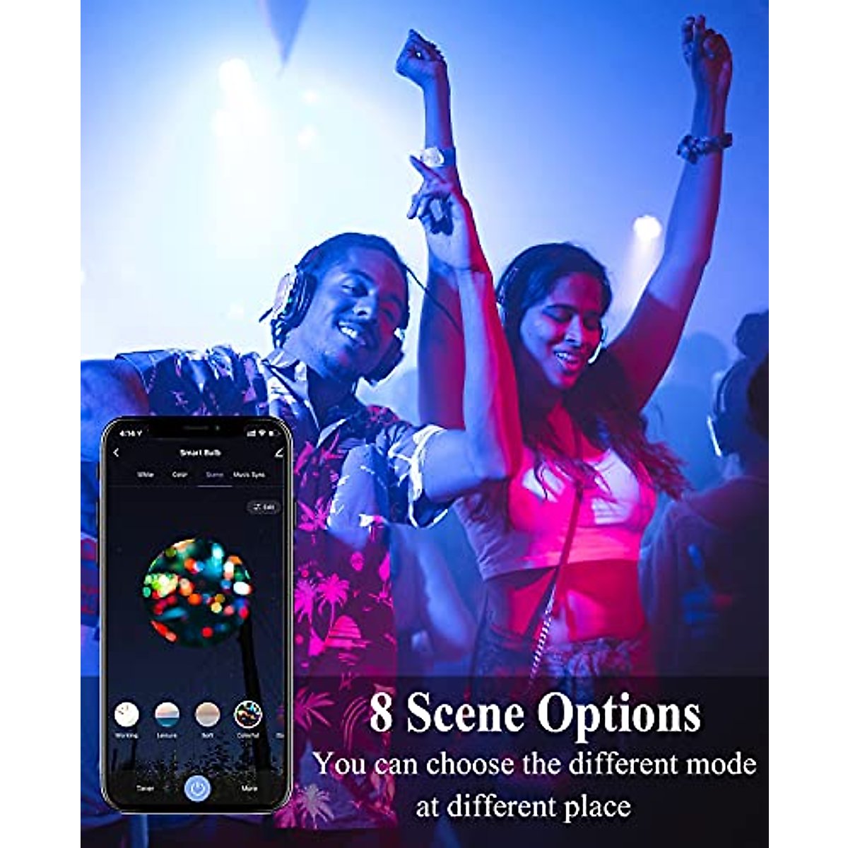 CMARS Smart Light Bulbs E12 Base, Candelabra LED Bulbs Work with Alexa Google Home IFTTT, Dimmable and RGB Color Changing Light Bulb, Tunable White Chandelier Light Bulbs (2.4 Ghz only) 8 Pack