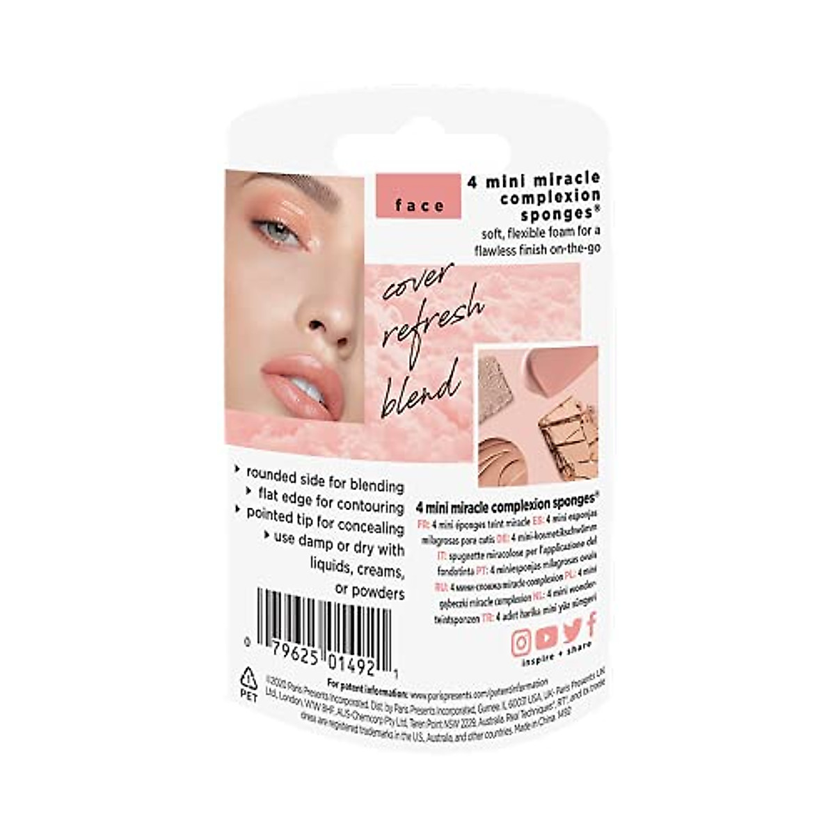 Real Techniques Mini Miracle Complexion Sponge Makeup Blender, Beauty Sponges,(2 Packs of 4, 8 Count Total)