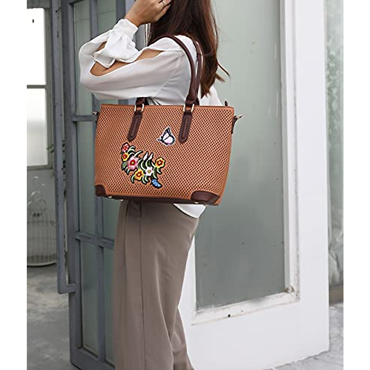 MKF Shoulder Handbag for Women: PU Leather Satchel-Tote Bag, Top-Handle Purse, Ladies Pocketbook