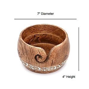 BHAVATU Yarn Storage Handmade Craft Knitting Bowl Storage Knitting and Crocheting Accessories Kit Organizer, Perfect for Mother's Day and Christmas Gift (7" x 7" x 4")