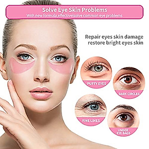 BREYLEE Rose Eye Mask– 60 Pcs - Puffy Eyes and Dark Circles Treatments – Look Younger and Reduce Wrinkles and Fine Lines Undereye, Improve and Firm eye Skin - Pure Natural Material Extraction