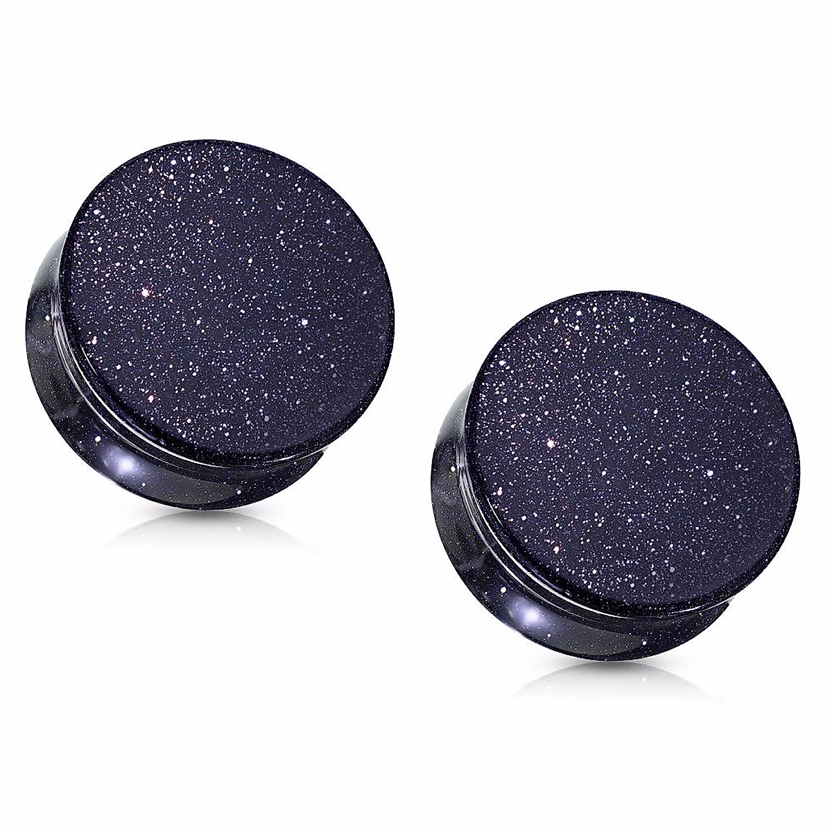 Pierced Owl Natural Blue Sand Stone Double Flared Saddle Plug Gauges, Sold as a Pair (10mm (00GA))