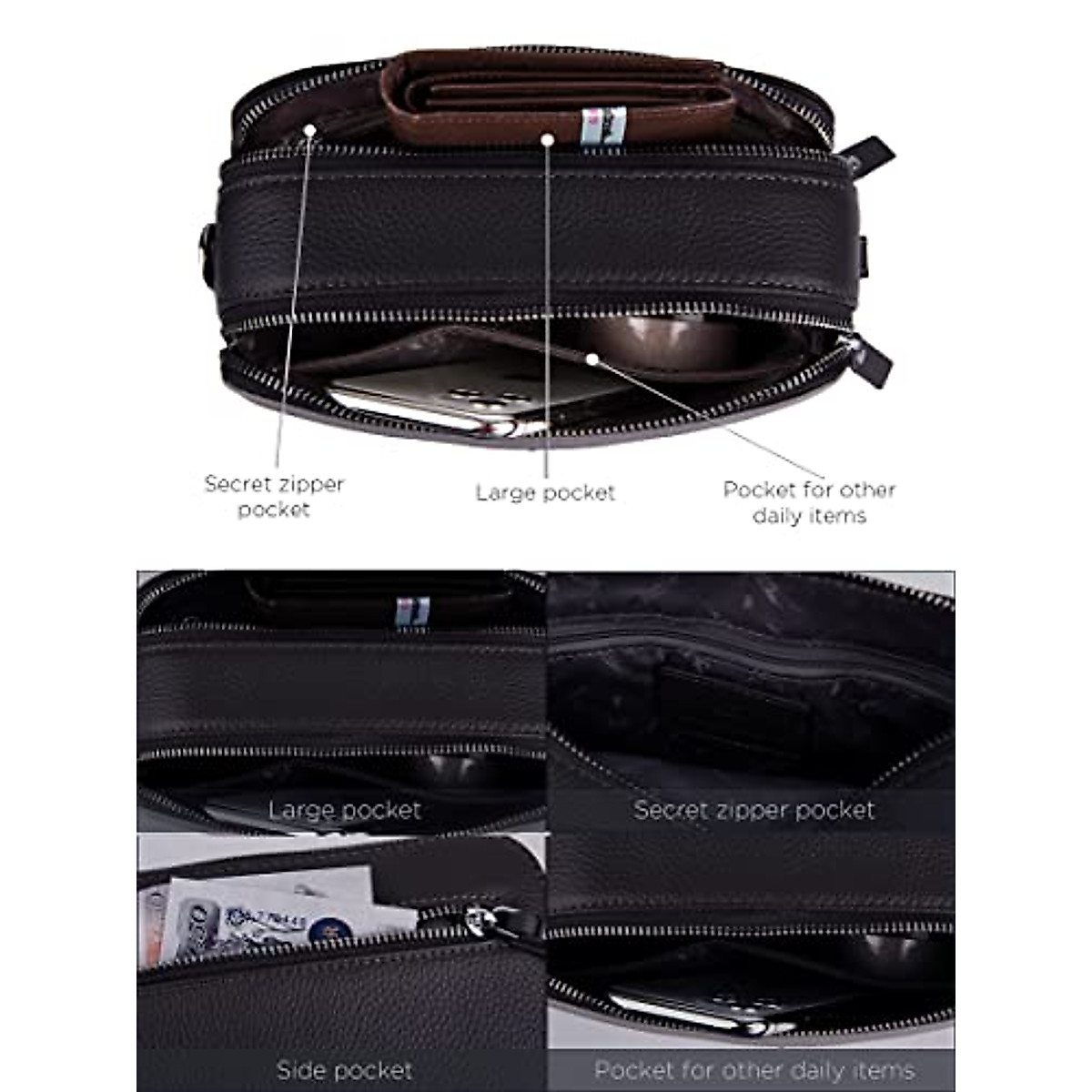 Giorgio Ferretti Genuine Leather Crossbody Bag with Removable Belt Genuine Leather Shoulder Bag for Women