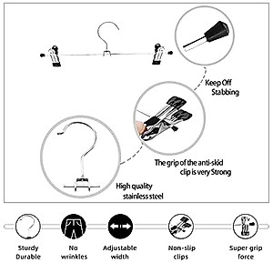 Skirt Hangers with Clips - Pants Hangers 36 Pack Metal Hangers for Pants Jeans Skirt Clip Hangers for Pants Heavy Duty