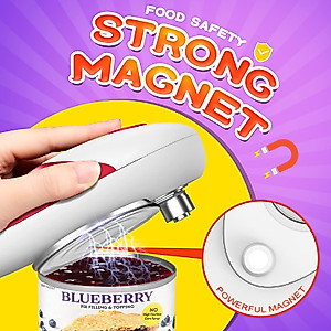 Hands Free Battery Operated Electric Can Opener Open Most Can Smooth Edge, Electric Can Openers for Kitchen Food-Safe Magnetic Catches Cover, Automatic Can Opener for Seniors, Arthritis, and Chefs