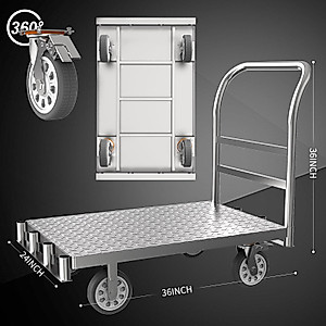 Facoba Platform Trucks, Panel Carts Heavy Duty, Drywall Cart, Capacity 2000lbs Platform Ppanel Cart, with 6" Swivel Brake Casters Lumber Cart, 1 Front Armrest and 2 Side Armrests Panel Truck Cart.