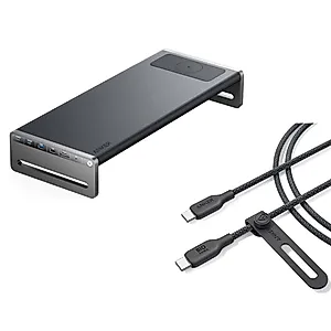 Anker 543 USB C to USB C Cable (140W, 6ft), USB 2.0 Bio-Nylon Charging Cable & Anker 675 USB-C Docking Station (12-in-1, Monitor Stand, Wireless Charging) with 10Gbps USB-C Ports, 4K@60Hz HDMI Display