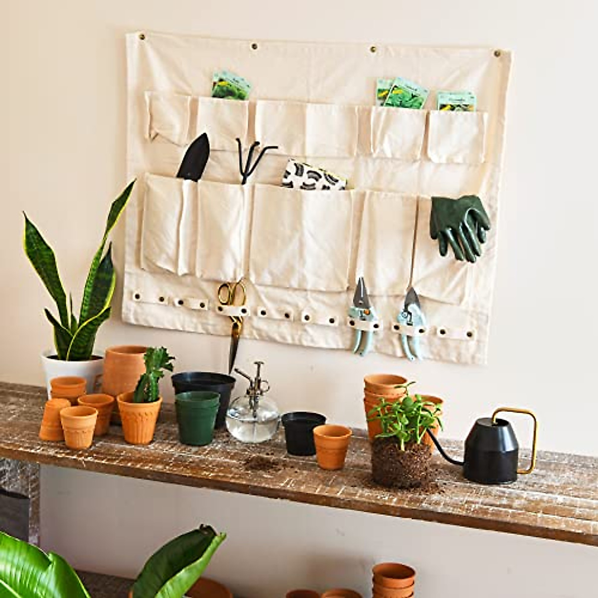 Household Essentials Short Canvas Craft and Garden Wall Organizer, Natural