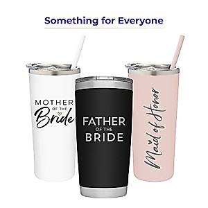 Wifey Tumbler | 22 Ounce White Engraved Stainless Steel Insulated Tumbler with Slide Close Lid and Straw | Bridal Shower | Bride To Be Gifts | Engagement Gift | Valentine's Day Gifts