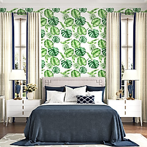 WESTICK Tropical Wallpaper Peel and Stick Modern Green Leaf Wallpapers Bathroom Waterproof Botanical Wall Paper Jungle Wallpaper Tropical Green Contact Paper for Cabinets Removable Vinyl 17.7" x 118"