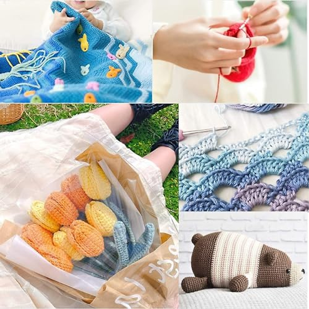 10 Pcs Ergonomic Crochet Hook Set - Aluminum Crochet Hooks with Grip Metal Crochet Hooks for Arthritic Hands - Multicolor Crochet Hooks Ergonomic Soft Grip Set of Crochet Hooks for Crocheting Yarn