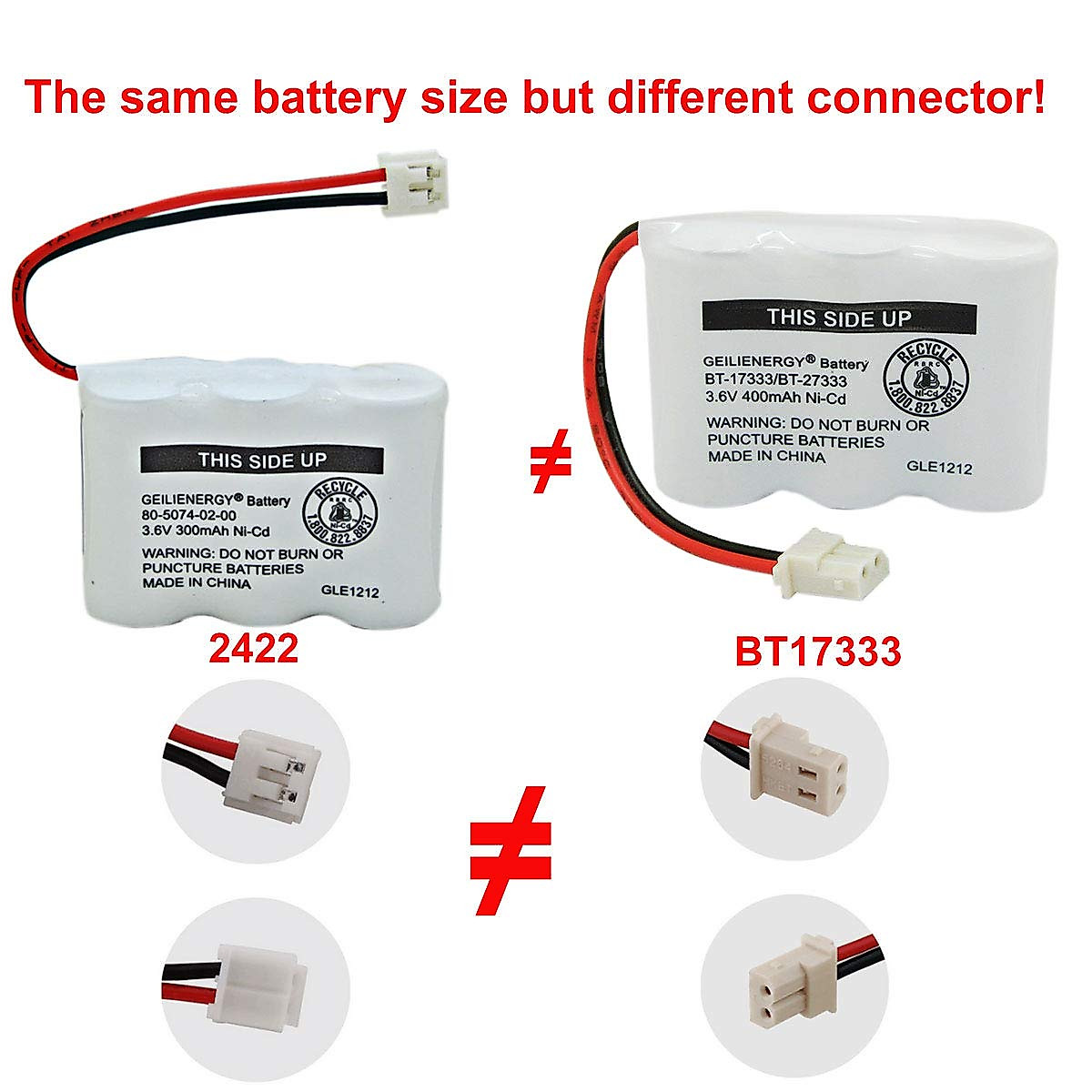 Geilienergy BT-17333 BT-27333 Handset Telephone Rechargeable Battery 2/3AA 3.6V NI-CD Cordless Phone Battery Compatible with Vtech BT17333 BT27333 BT-17233 BT17233 BT-163345 CS5121 (Pack of 1)