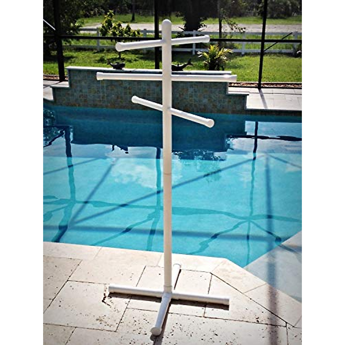 Pool & Spa Towel Rack Premium Extra Tall Towel Tree Outdoor PVC White