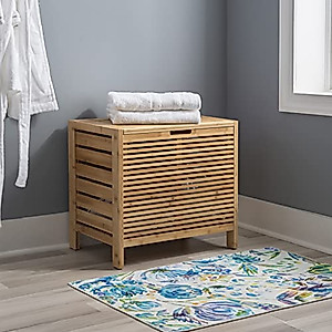 Linon Amzn0327 Finn Bamboo Bathroom Hamper, Brown