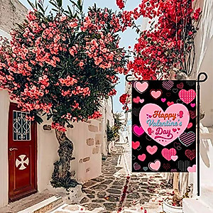 Valentines Day Garden Flag Outdoor Small Valentine Flag 12x18 Double Sided Burlap House Yard Valentines Flag for Outside Love Heart Valentines Day Decor Decorations