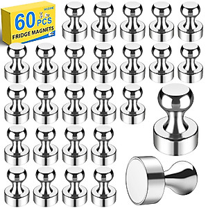 60Pcs Fridge Magnets, Strong Magnets for Whiteboard, Magnets Fridge, Fridge Magnets Adults, Small Magnets for Kitchen, Office, Classroom, Map