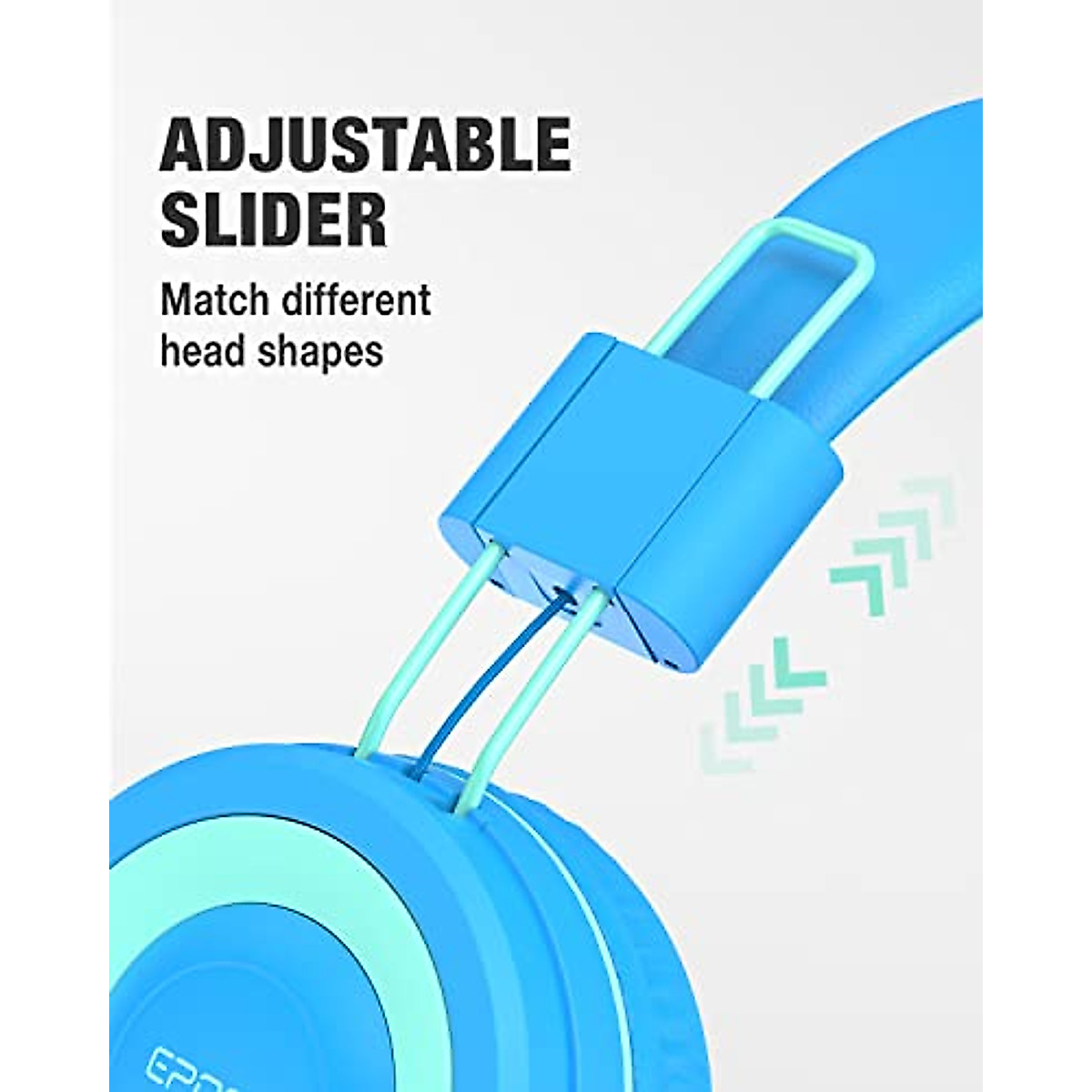 Eposy Kids Headphones, E10 Wired Headphones for Kids Foldable Stereo Bass Headphones with Adjustable Headband, Tangle-Free 3.5 mm Jack for School, On-Ear Headset for Boys Girls Cellphones(Blue/Green)