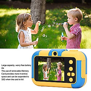 Kids Digital Camera, Portable ABS Kids Digital Camera with Cartoon Photo Frame Dual Cameras 40MP Support Video Recording Round Lovely Childrens Camera